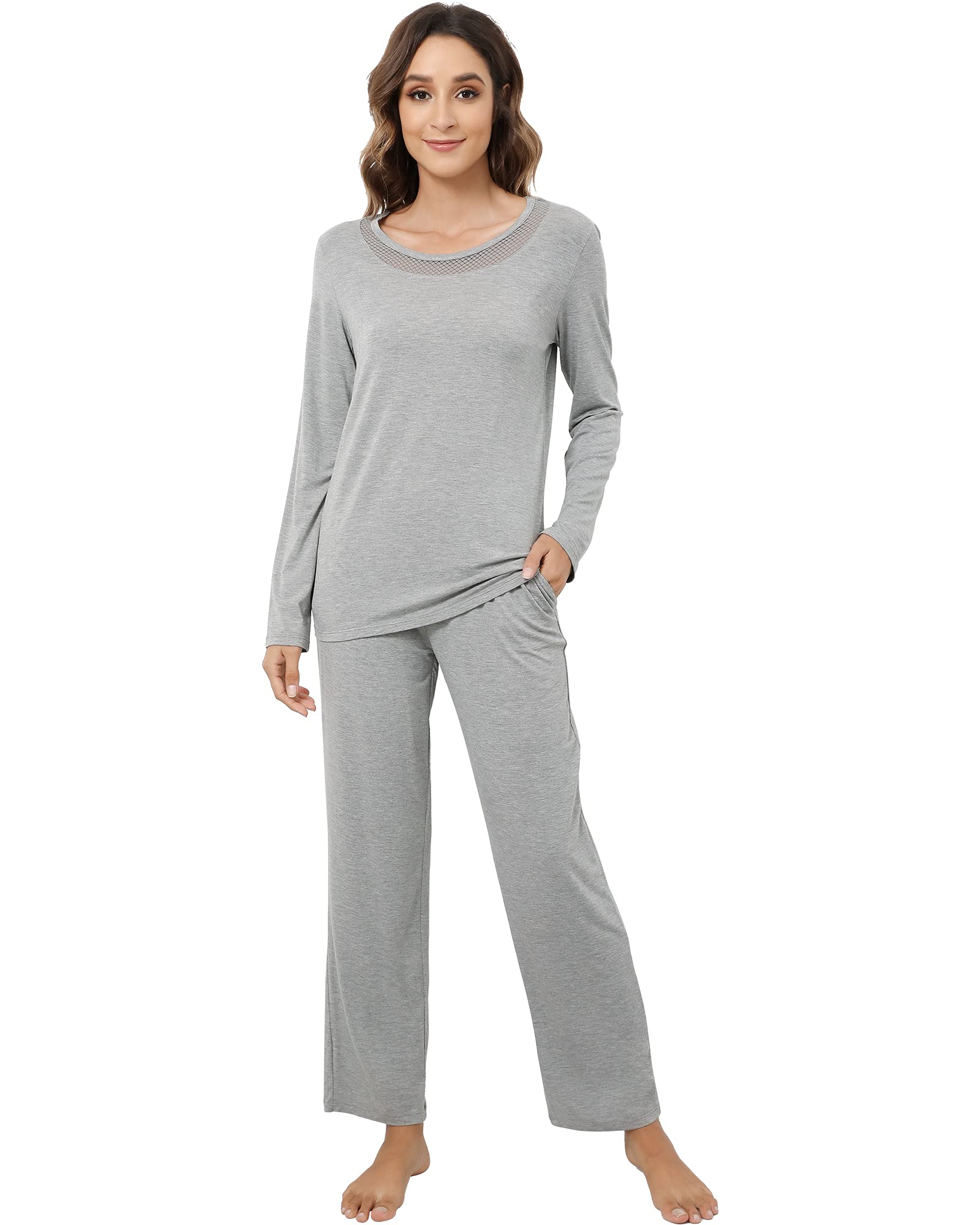 NACHILA Pajamas Set for Women- Viscose Made from Bamboo, Long Sleeve ...