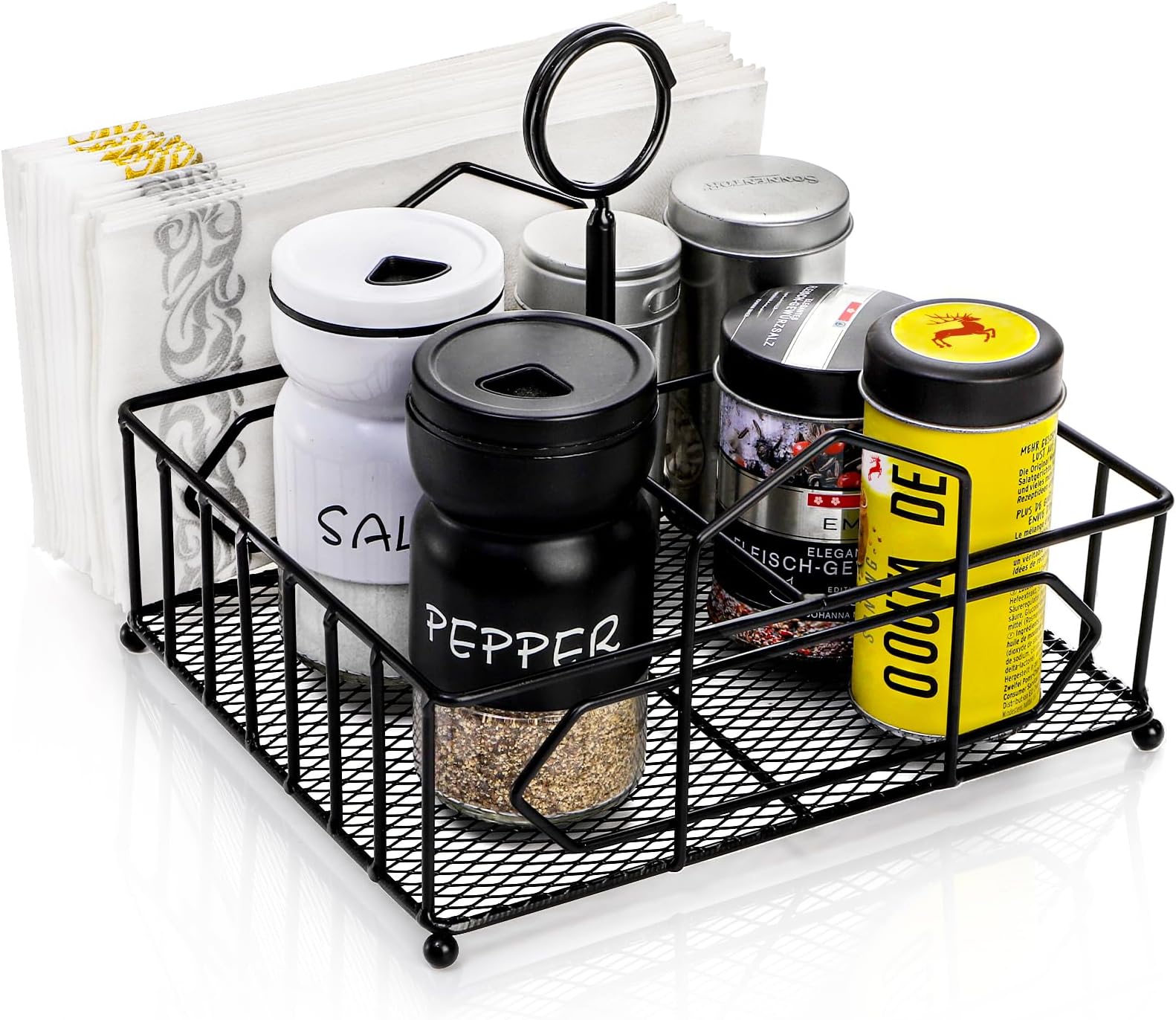 Amazon.com: ZOOFOX Metal Napkin Holder with Salt and Pepper Shakers, 2 ...