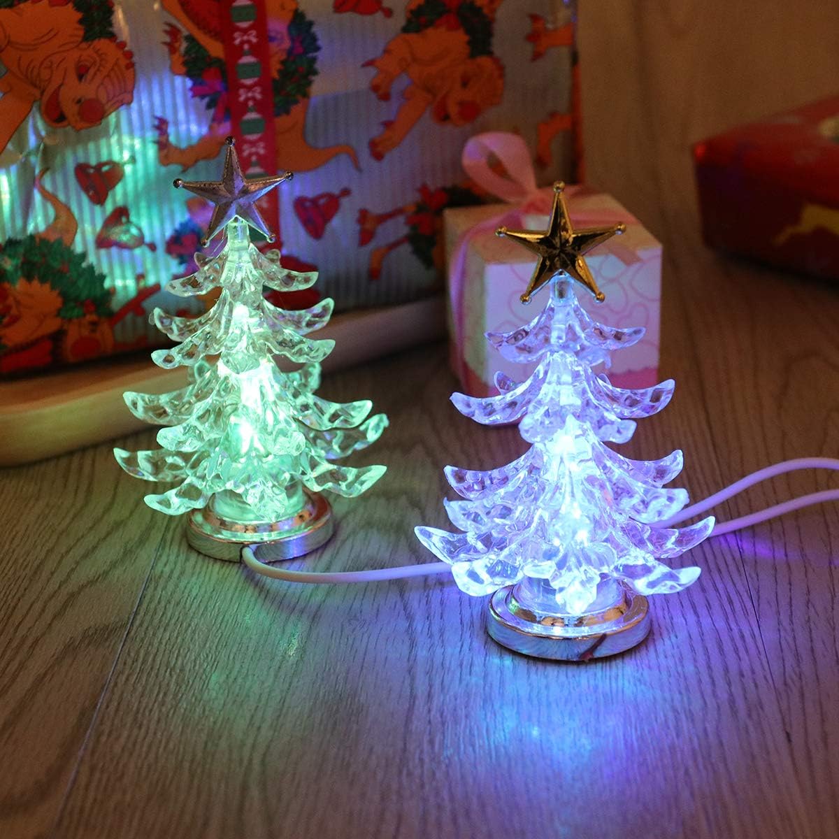 Amazon.com: USB Power Muti-Color Desk Glowing Sucker LED Christmas Tree ...
