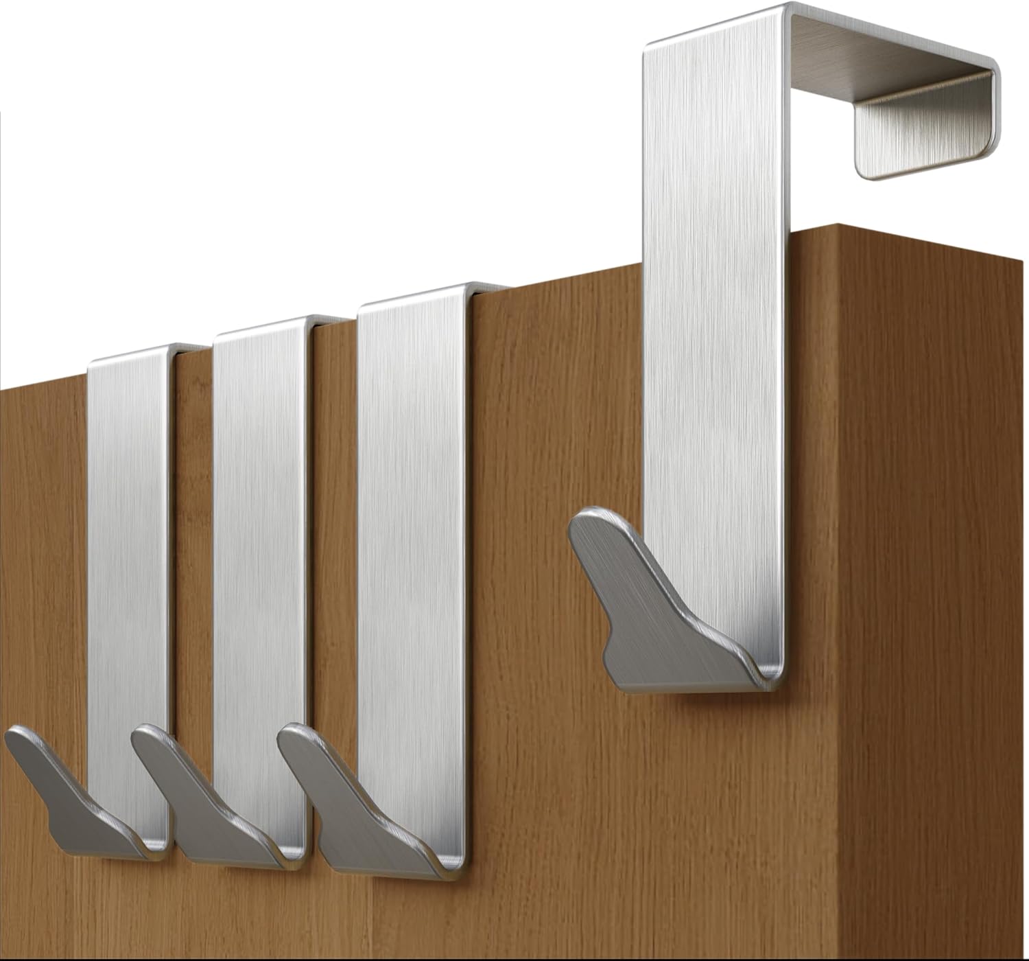 Menz Premium Over Door Hanger– Set of 4 Stainless Steel Coat Hooks 36mm with Anti-Slip and Felt ...