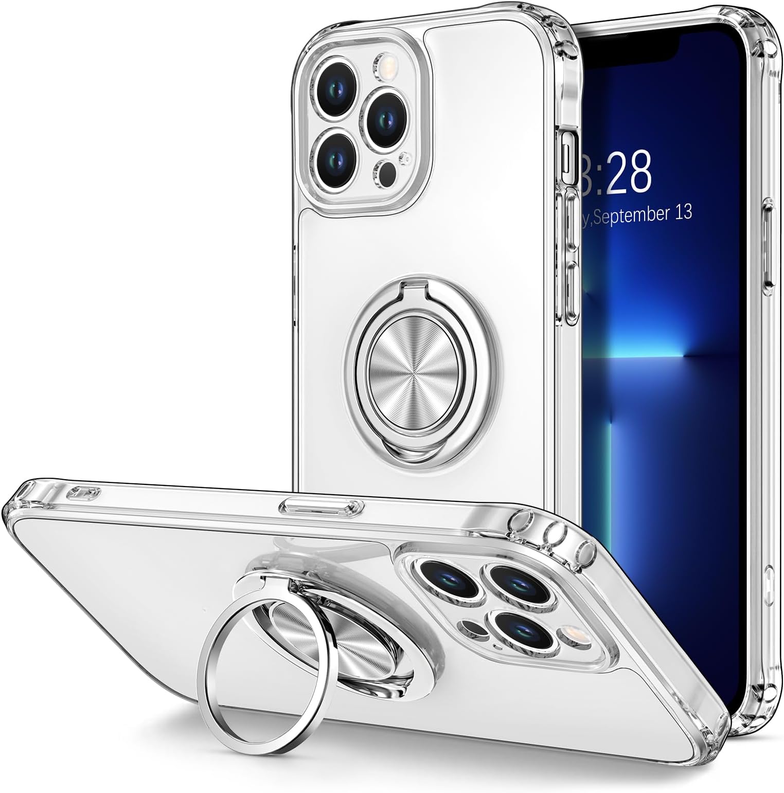 Amazon.com: Hython Case for iPhone 13 Pro Case with Ring Stand, Clear ...