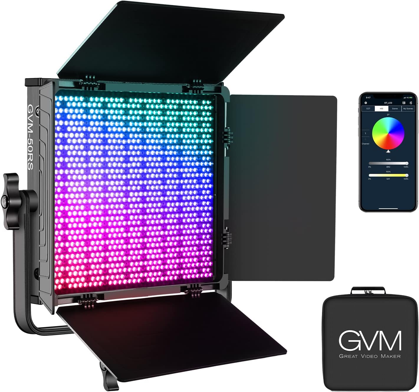 GVM 1000D Lampe vidéo LED RVB avec softbox, kit d'éclairage de ...