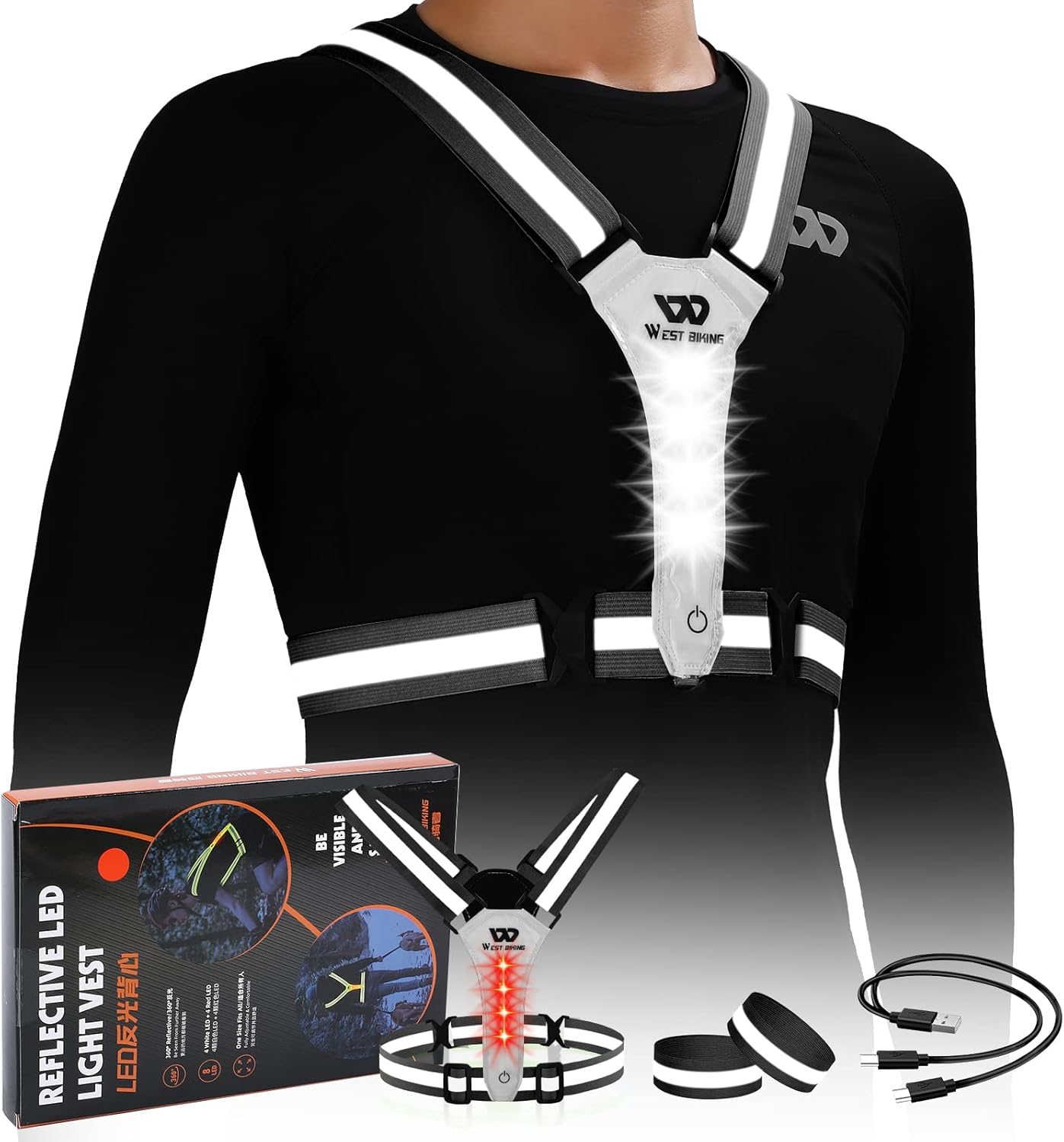 West Biking Running Vest Light – Led Running Reflective Gear for ...