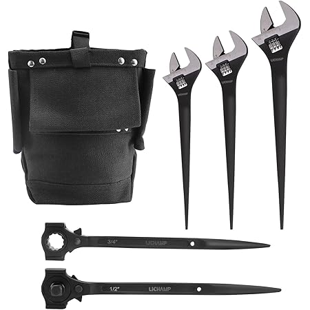 Lichamp 6 Pieces Spud Wrench Set with Iron Workers Tool Bag, Includes ...
