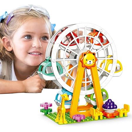Amazon.com : Petit Collage Ferris Wheel Carnival Wooden Toy, 2 Animal ...