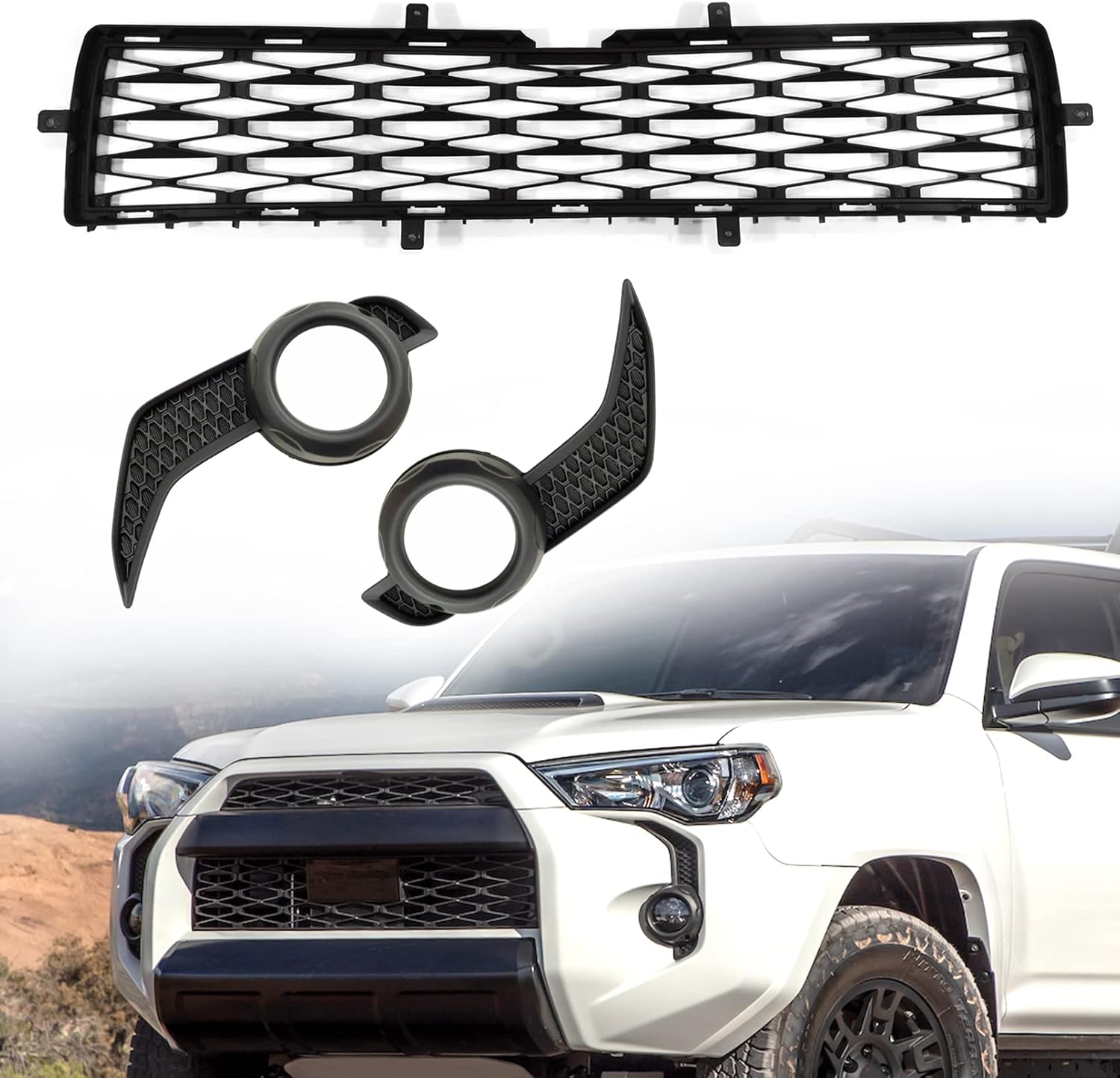 Amazon.com: HAPSO Front Bumper Lower Grille + Fog Lights Cover Set Fit ...