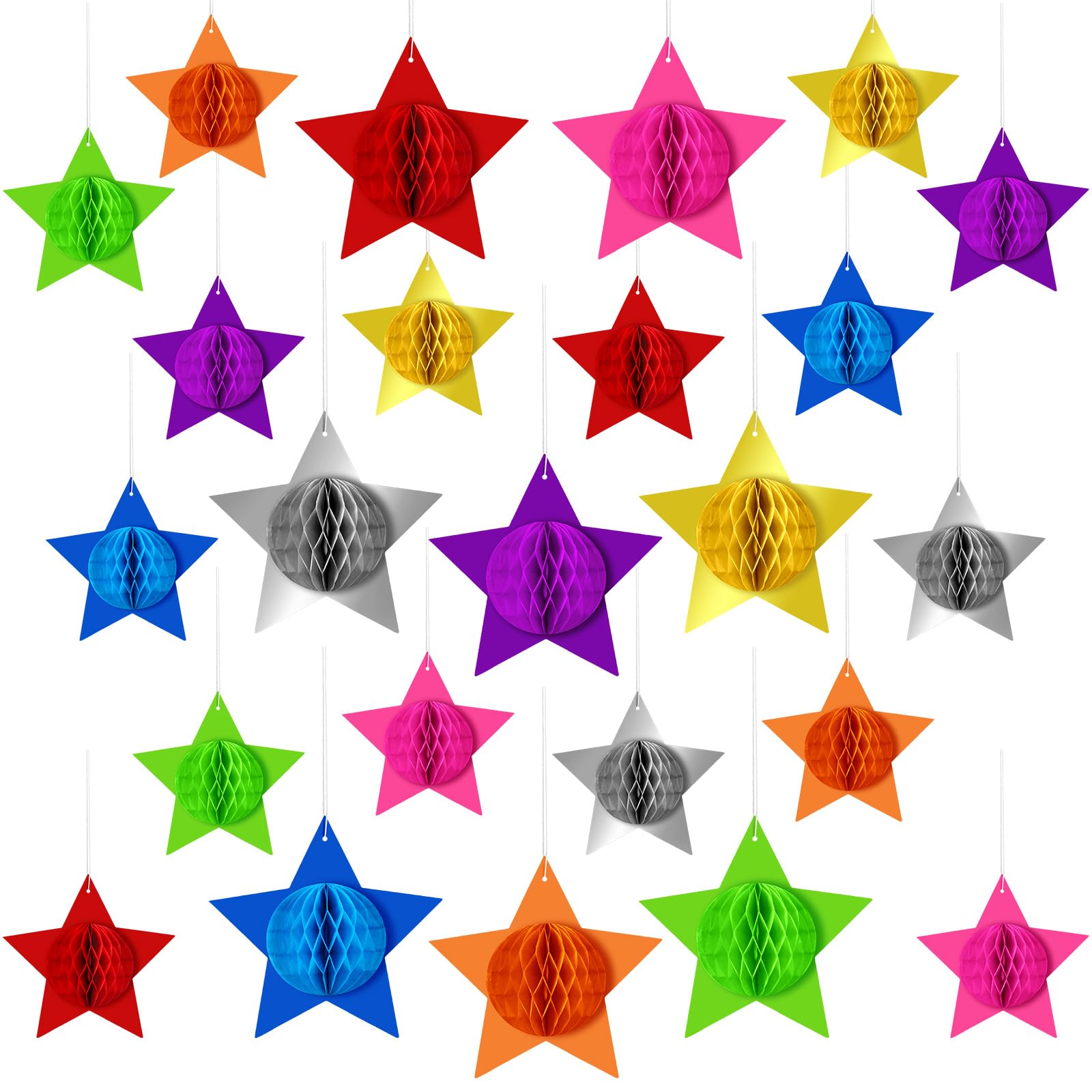 Amazon.com: Harloon 24 Pcs Party Decorations Multicolor Star Streamer ...