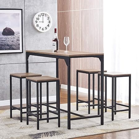 SoBuy® OGT11-N, Bar Set-1 Bar Table and 4 Stools, Home Kitchen ...