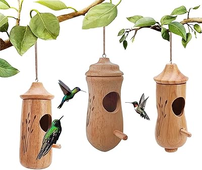 Amazon.com: Hummingbird House for Outside Hanging for Nesting,Wooden ...