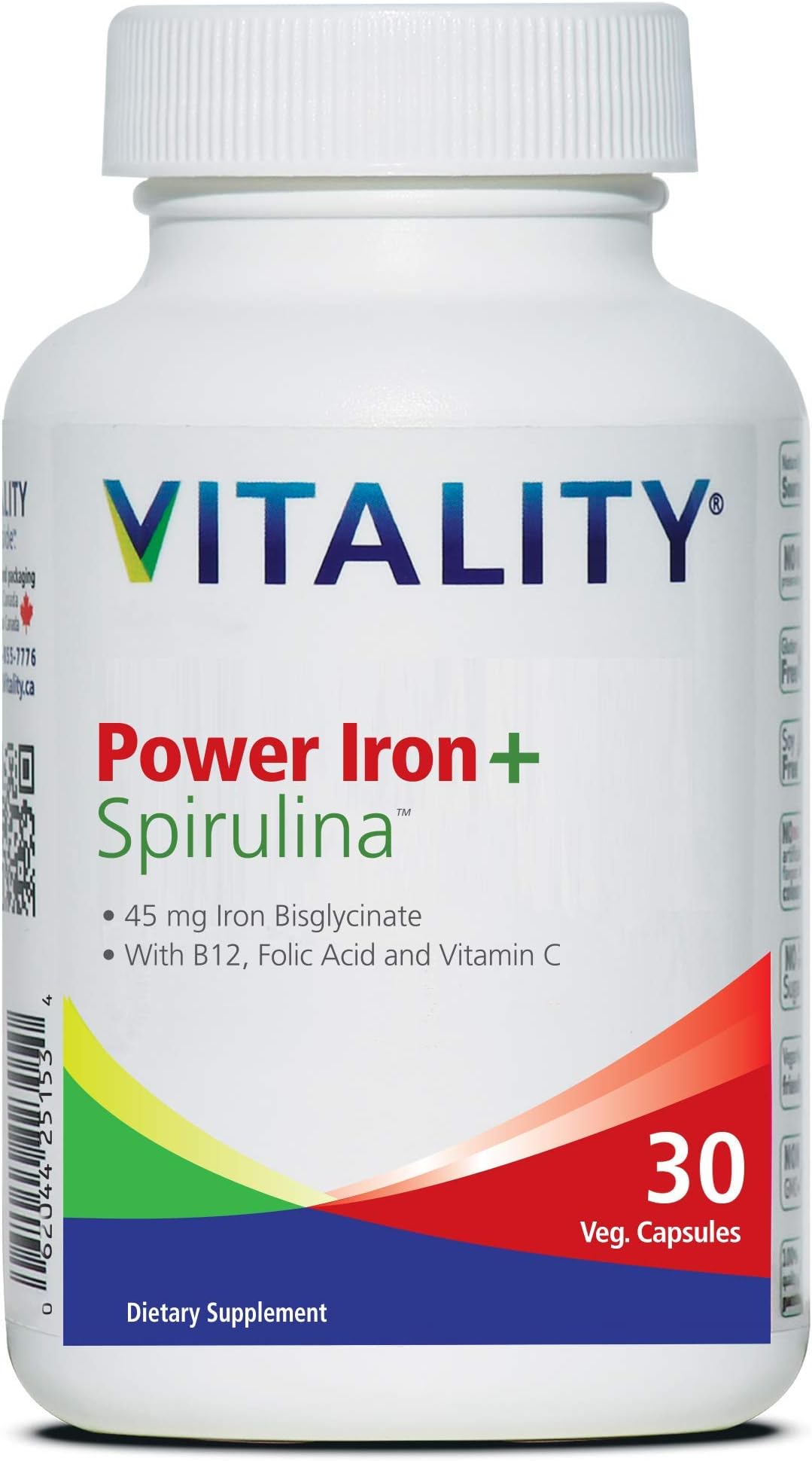 Amazon.com: Vitality Power Iron + Spirulina | 45mg Iron | Blood Builder ...