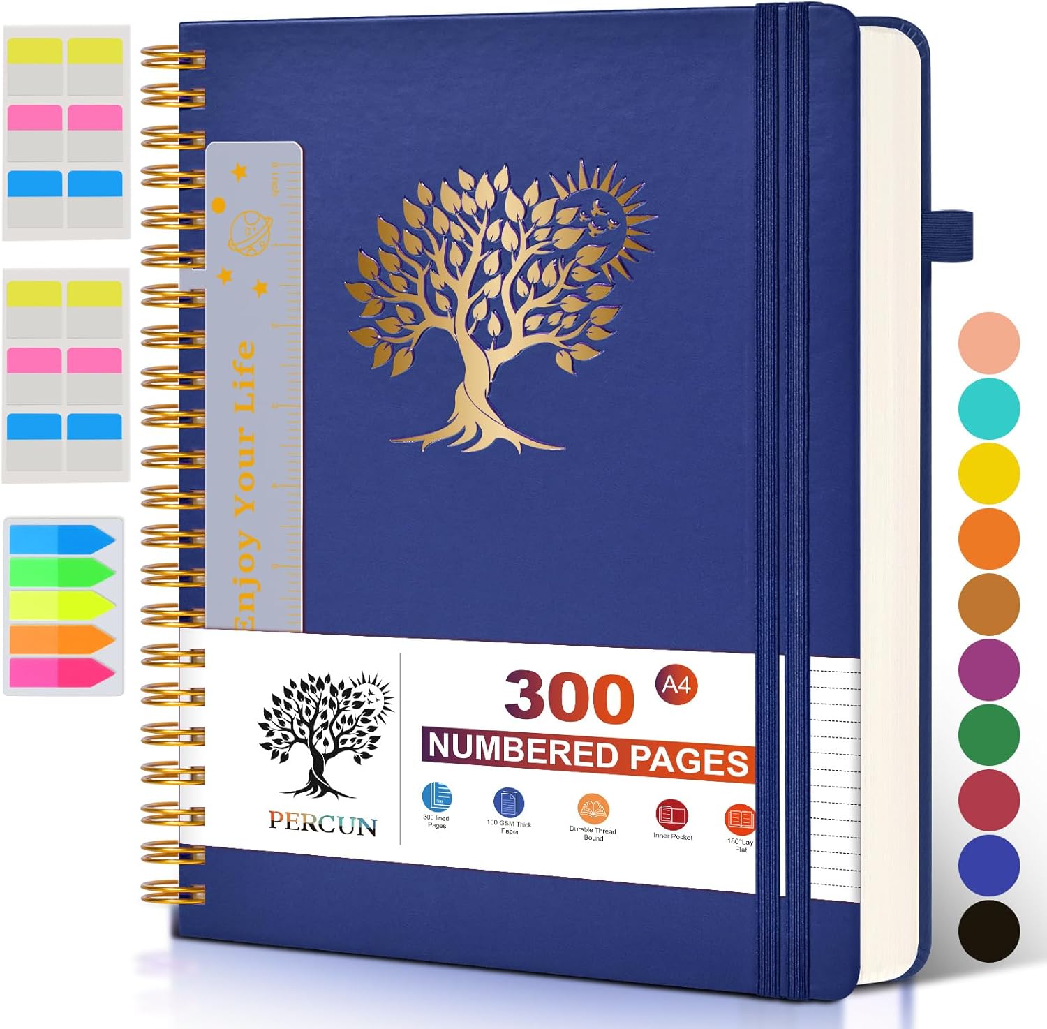 Amazon.com : Large Spiral Notebook Journal for Women Men - 300 Numbered ...