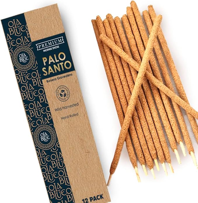 Amazon.com: Ola Blue Palo Santo Incense Sticks 12 Pack - Premium ...