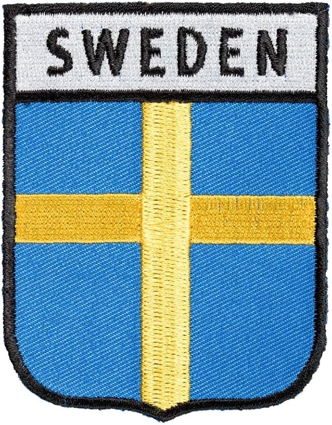 Amazon.com: Sweden Flag Shield Patch, Scandinavian Country Flag Patches ...