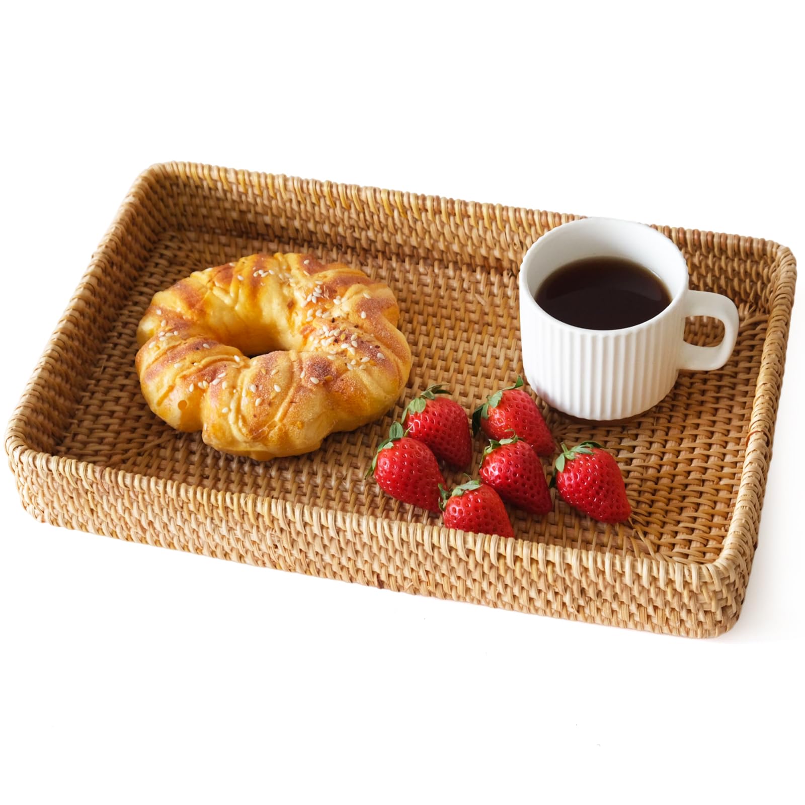 Amazon.com: Wicker Storage Basket, Rattan Tray Rectangular Basket for ...