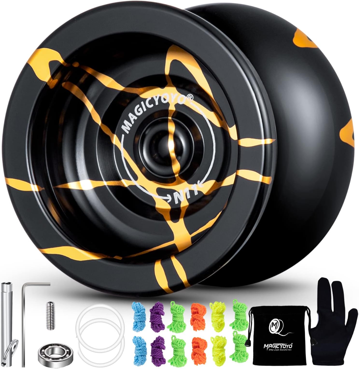 MAGICYOYO N11 Alloy Aluminum Professional YoYo Ball (Black Golden) 5 ...