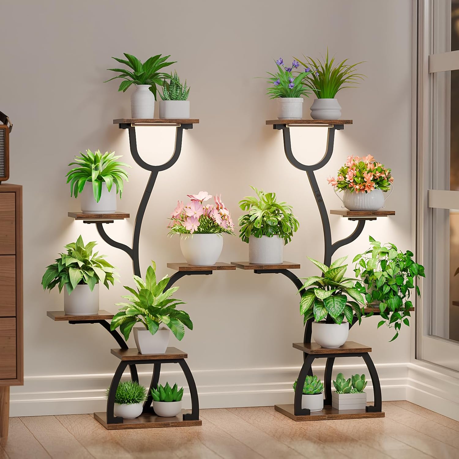 Amazon.com: EVAWOO Plant Stand Indoor with Grow Lights - 2 Pack Indoor ...