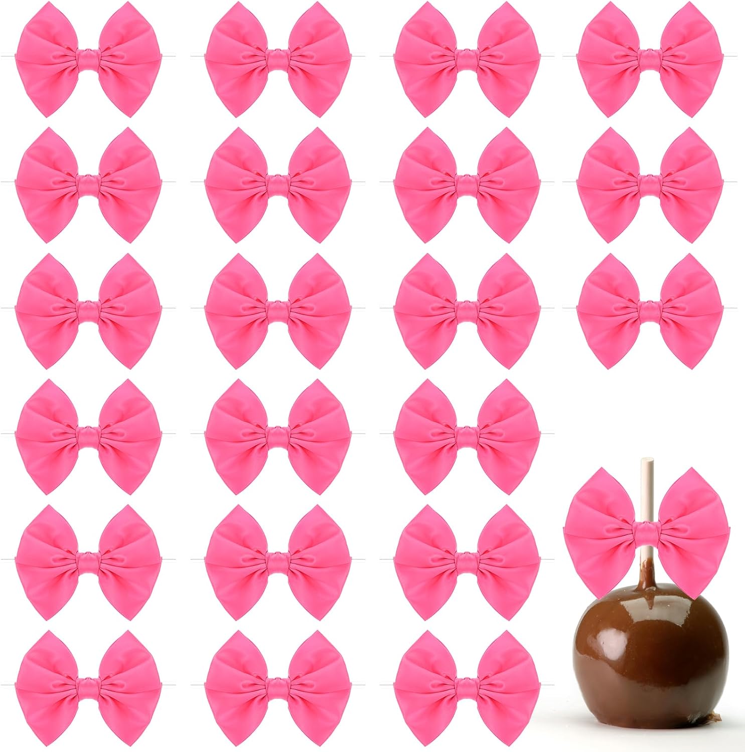 Amazon.com: 24pcs Pink Bows For Crafts Satin Hot Pink Ribbon Twist Tie ...