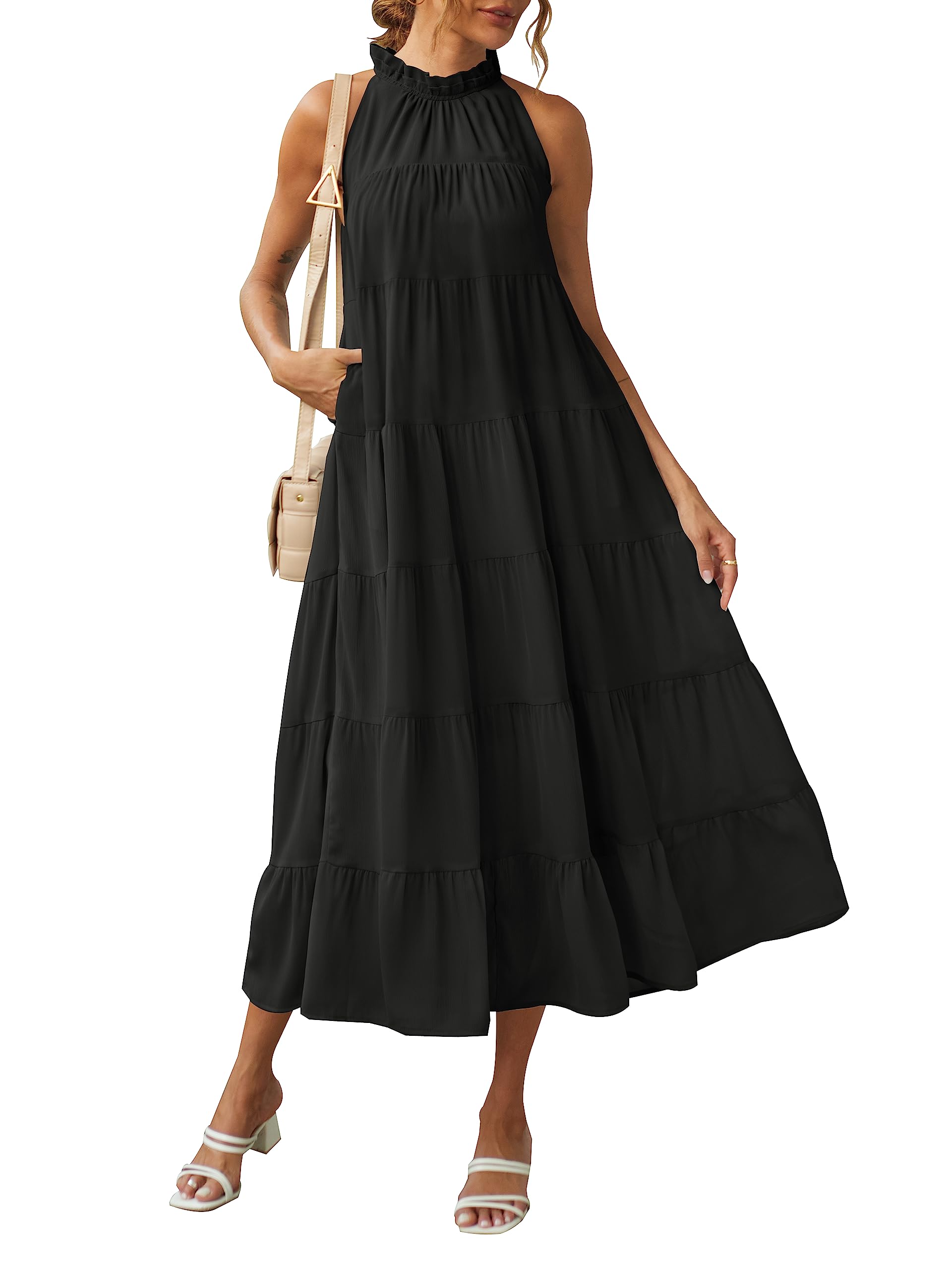 xl---HAEOF Women's 2024 Summer Maxi Dress Casual Floral Tiered Flowy ...