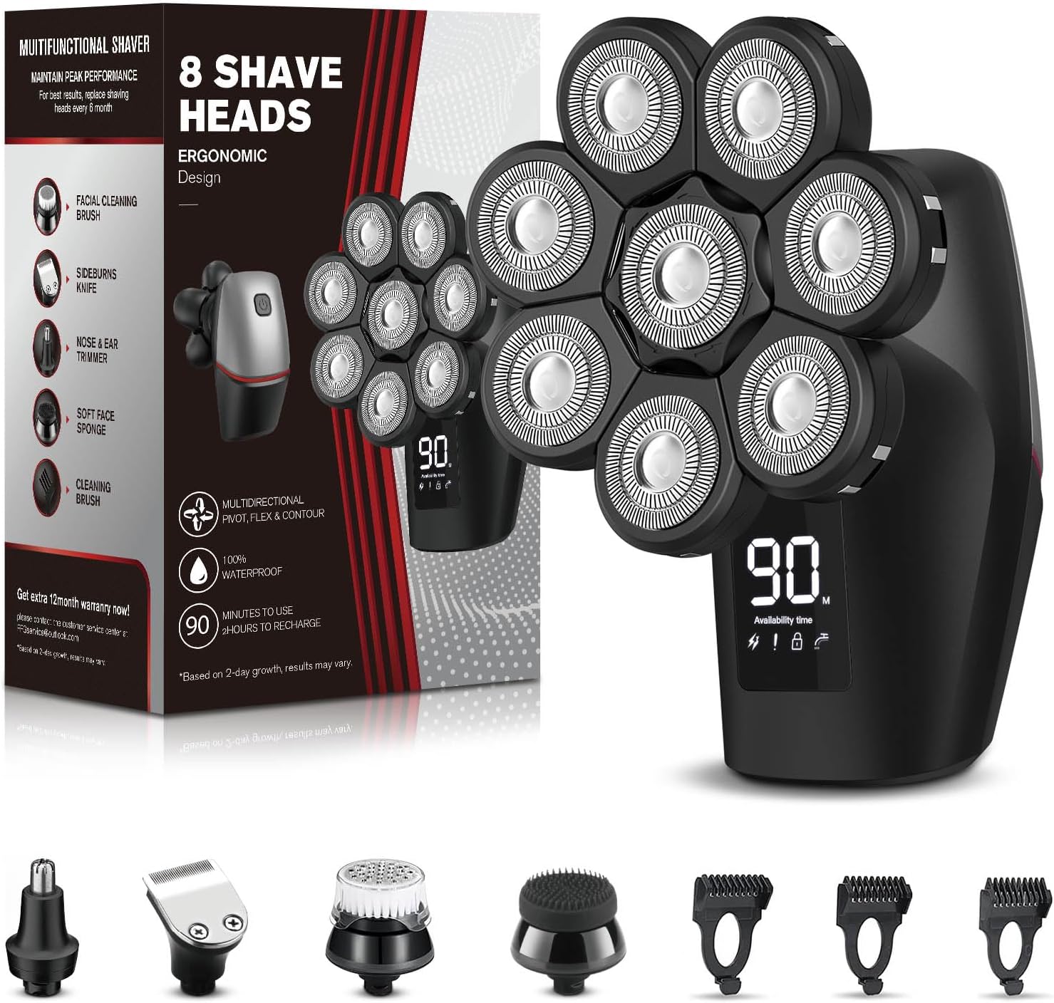 Amazon.com: Mr.wintek 8D Head Shaver for Bald Men, 5-in-1 Head Electric ...
