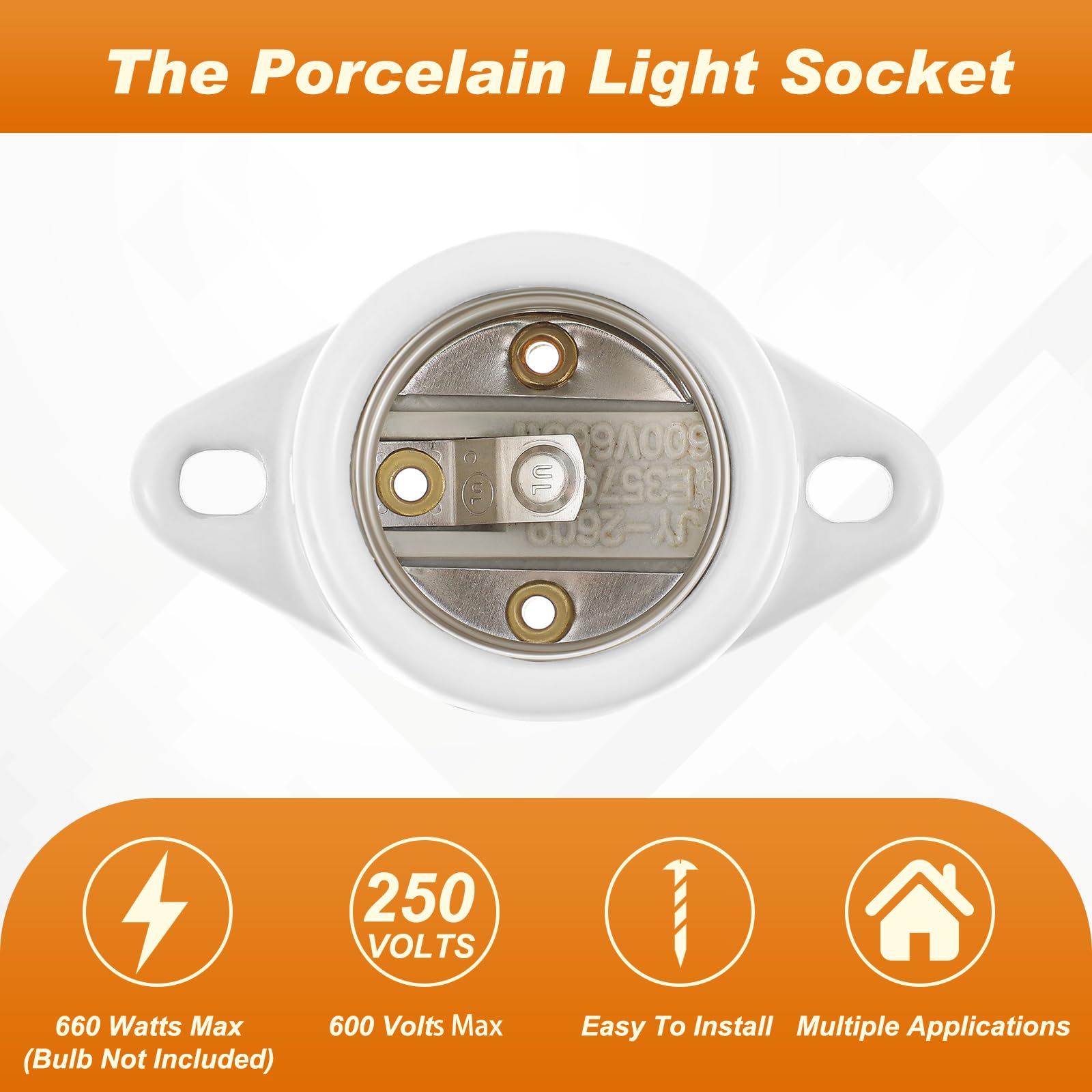 Snapklik.com : Saysurey 10 Pcs E26 Light Socket Porcelain Lamp Holder ...