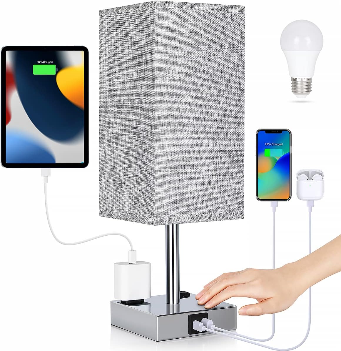 Amazon.com: Table Lamp, 3 Way Dimmable Table Lamps Set of 2, Touch ...