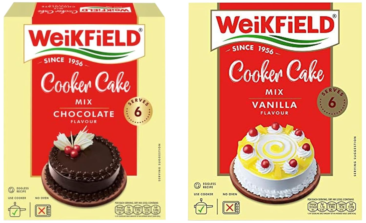 Weikfield Cooker Cake Mix Combo - Pack of 2 (Chocolate, Vanilla ...