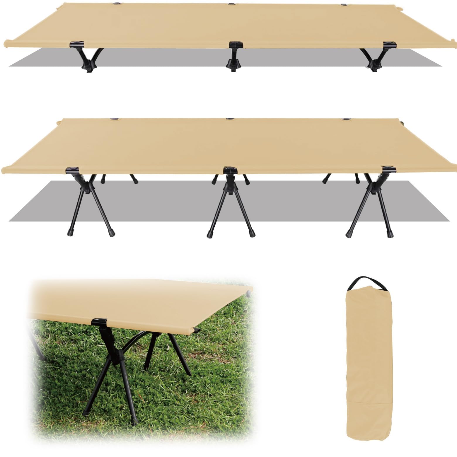 Amazon.co.jp: YOLER|ヨーラー キャンプ コット 軽量 190x67x17/38cm 静音 2WAY ハイ/ロー切替可能 コンパクト 折りたたみ式 ワイド 簡易ベッド ...