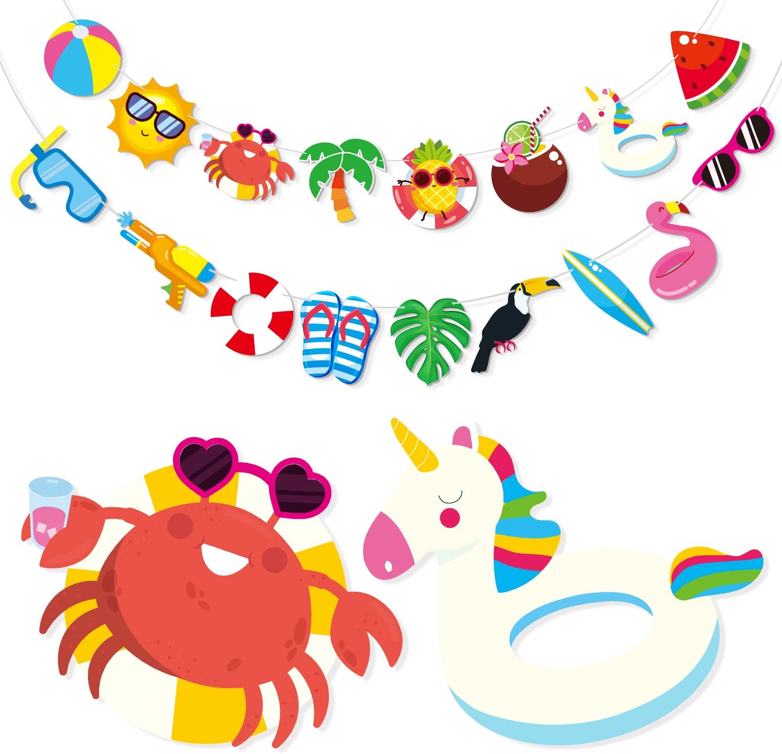 Amazon.com: Summer Pool Hanging Banner Party Decorations Supplies Beach ...