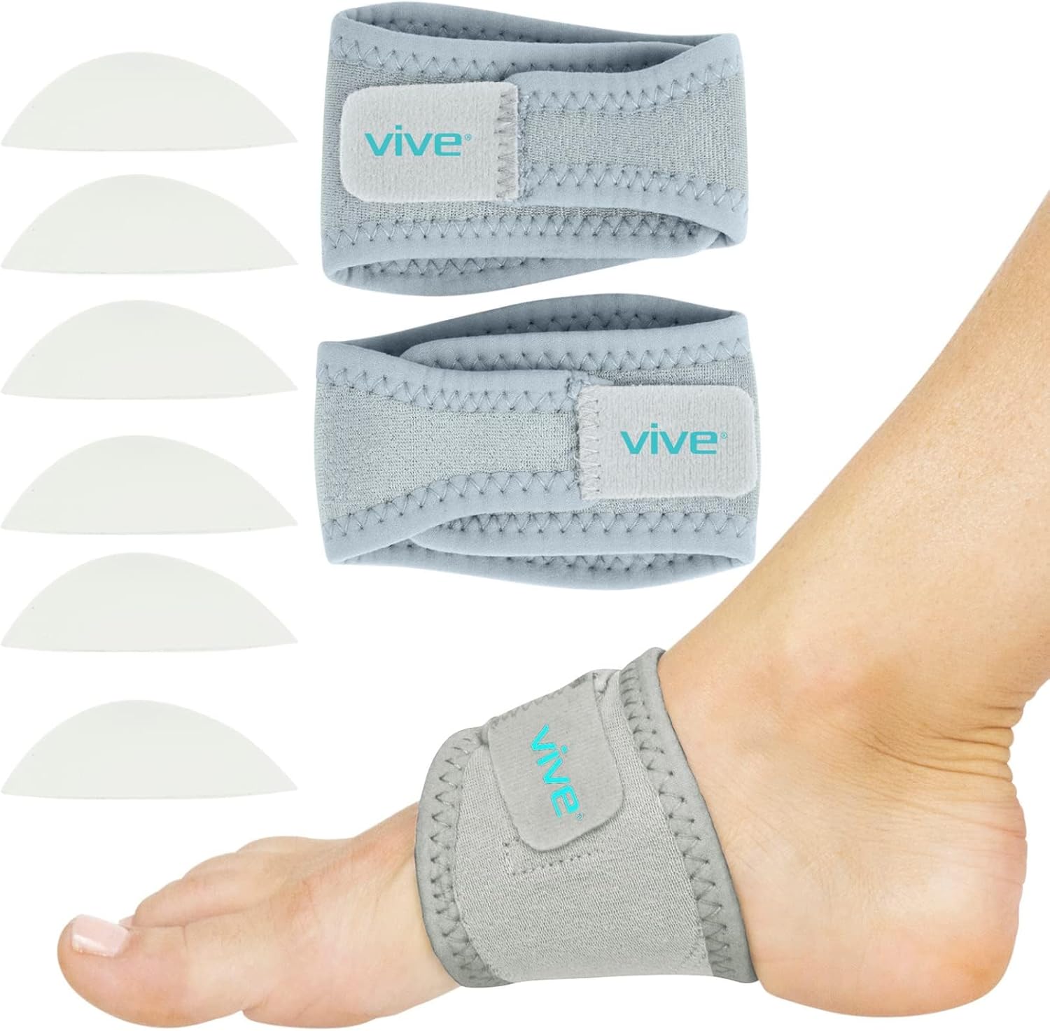 Vive Foot Arch Support Brace (Pair) - Wrap Corrector for Flat Foot ...