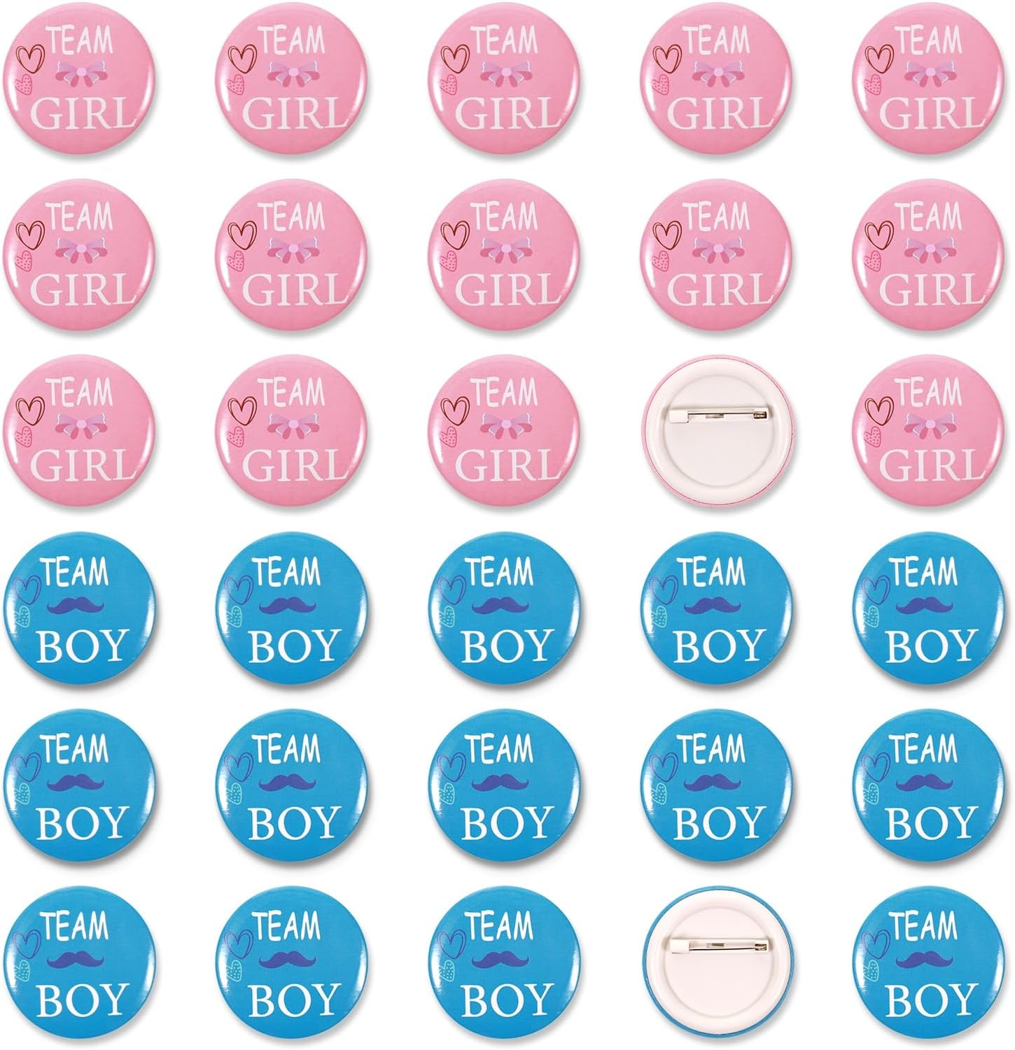 Amazon.com: JasperKino Gender Reveal Button Pins 30 Pcs, Team Boy Girl ...