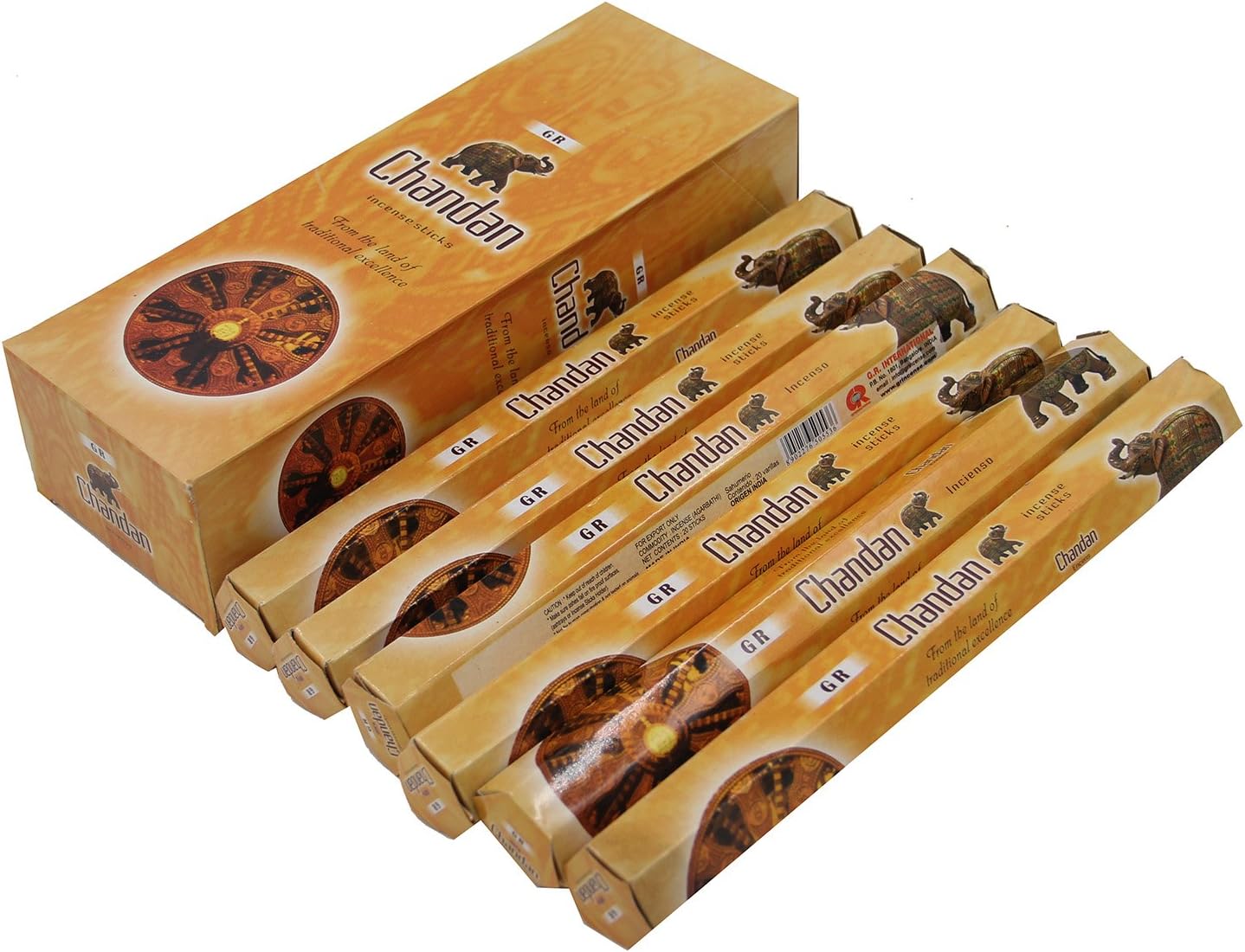 Amazon.com: Chandan Sandalwood Pack of 6 Box Masala Coated 120 Incense ...