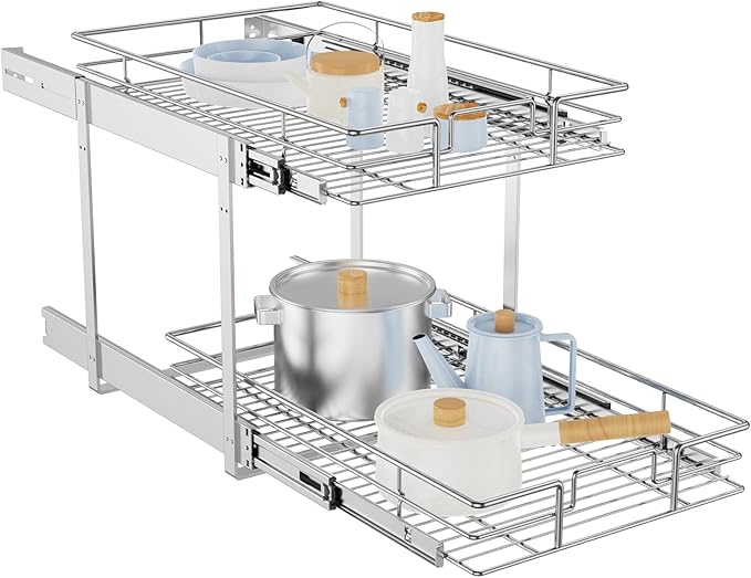 Amazon.com: LOVMOR Individual Pull Out Cabinet Organizer, 2 Tier Slide ...