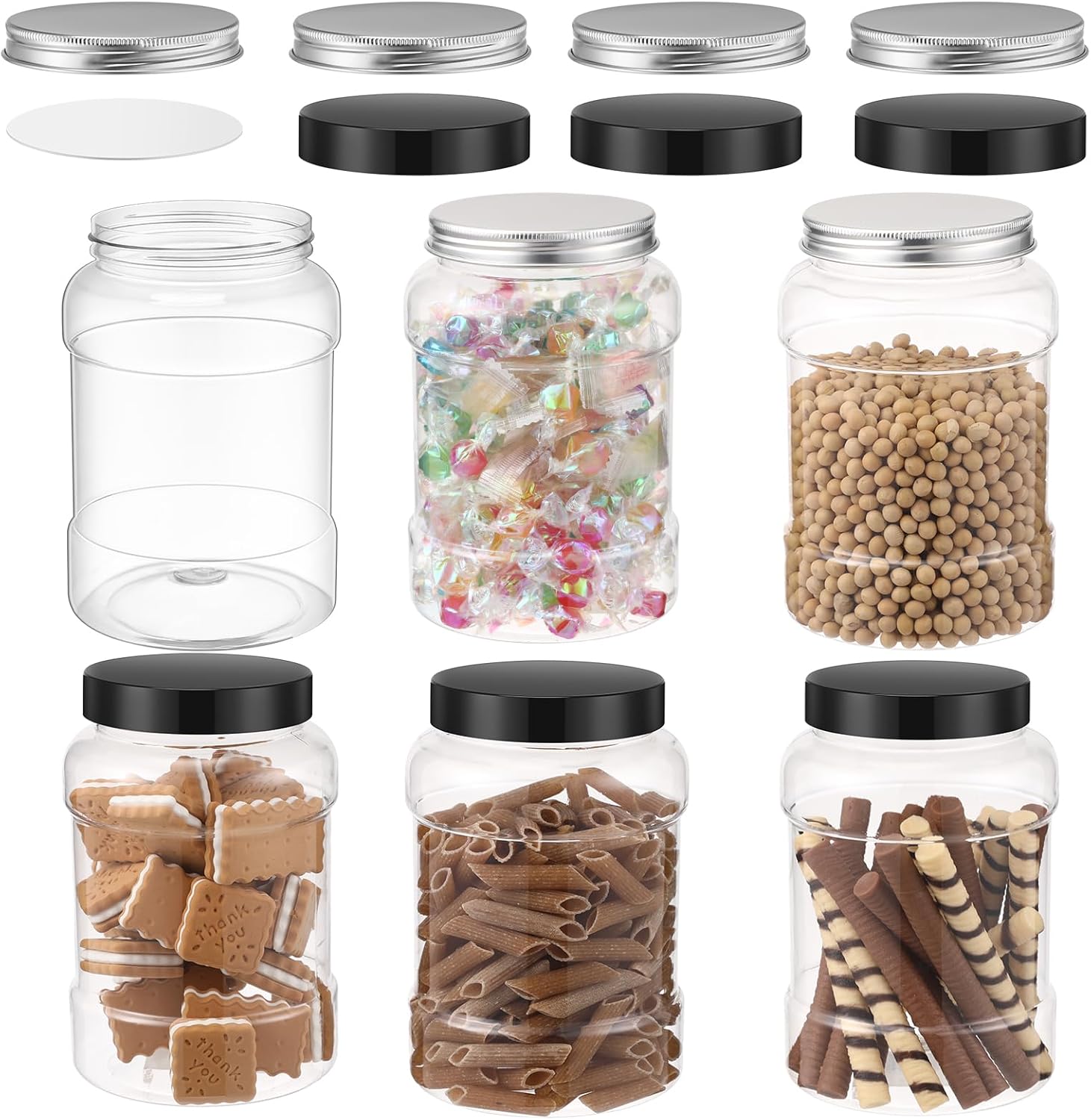 Amazon.com: Suclain 6 Pack 32 oz Plastic Mason Jars with Lids Large ...