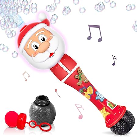Amazon.com: ArtCreativity Light Up Christmas Santa Bubble Wand for Kids ...