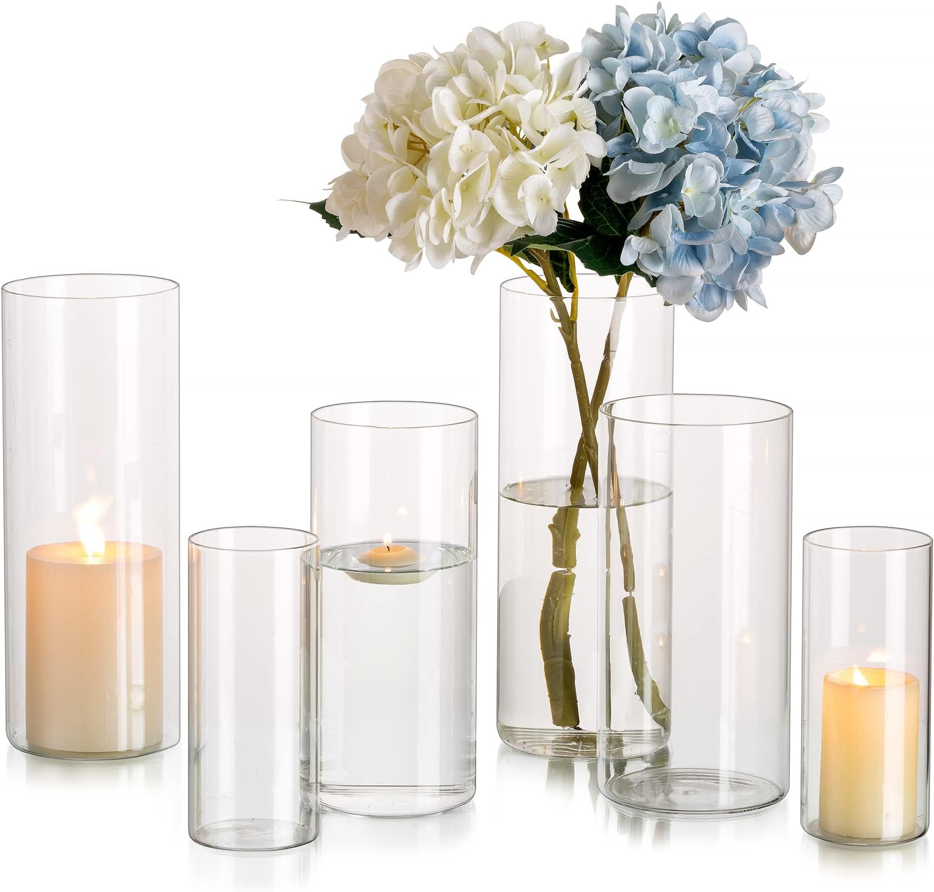 Amazon.com: Royal Imports Glass Cylinder Flower Centerpiece Vases Set ...