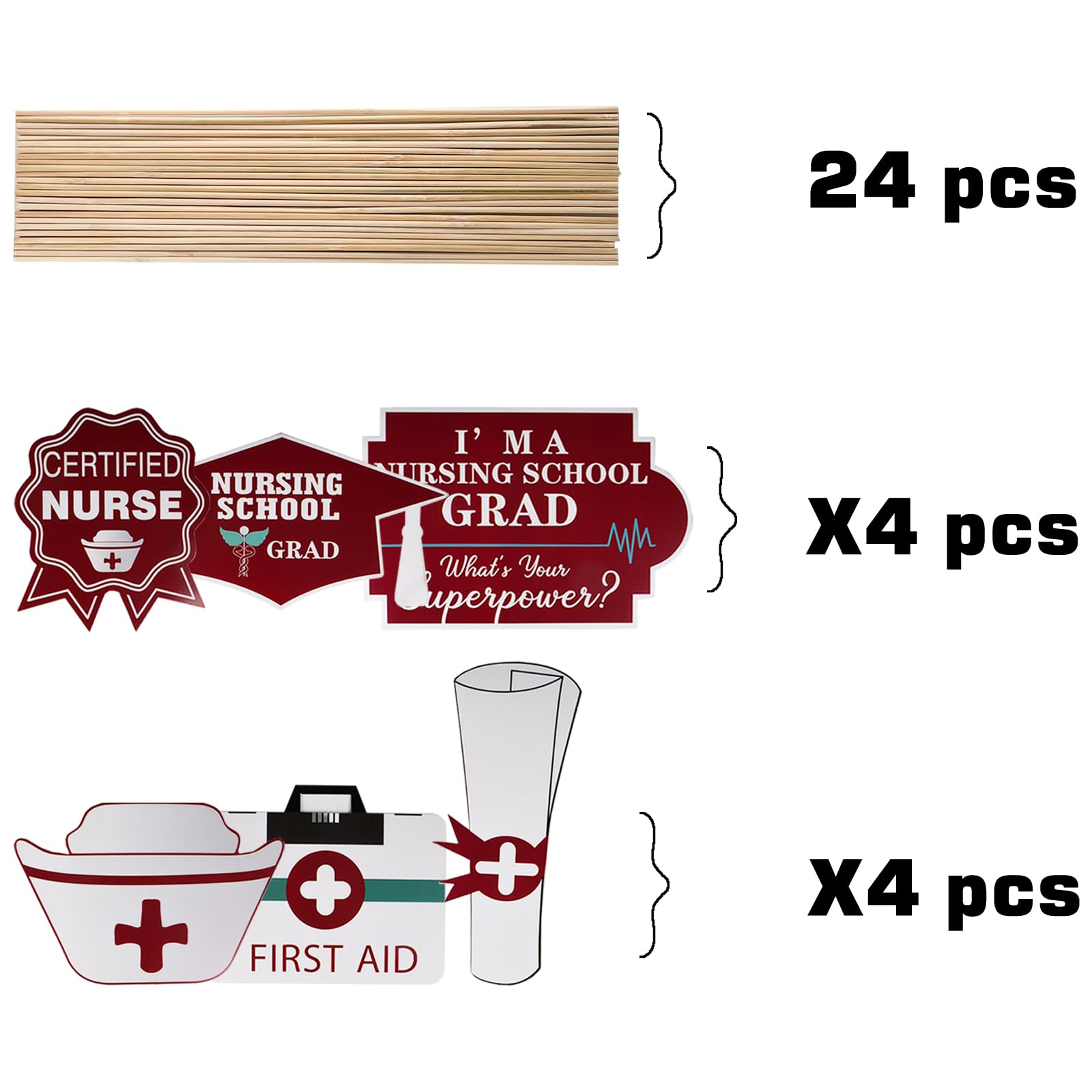 Snapklik.com : 24 PCS Nurse Graduation Centerpieces Sticks, Red And ...