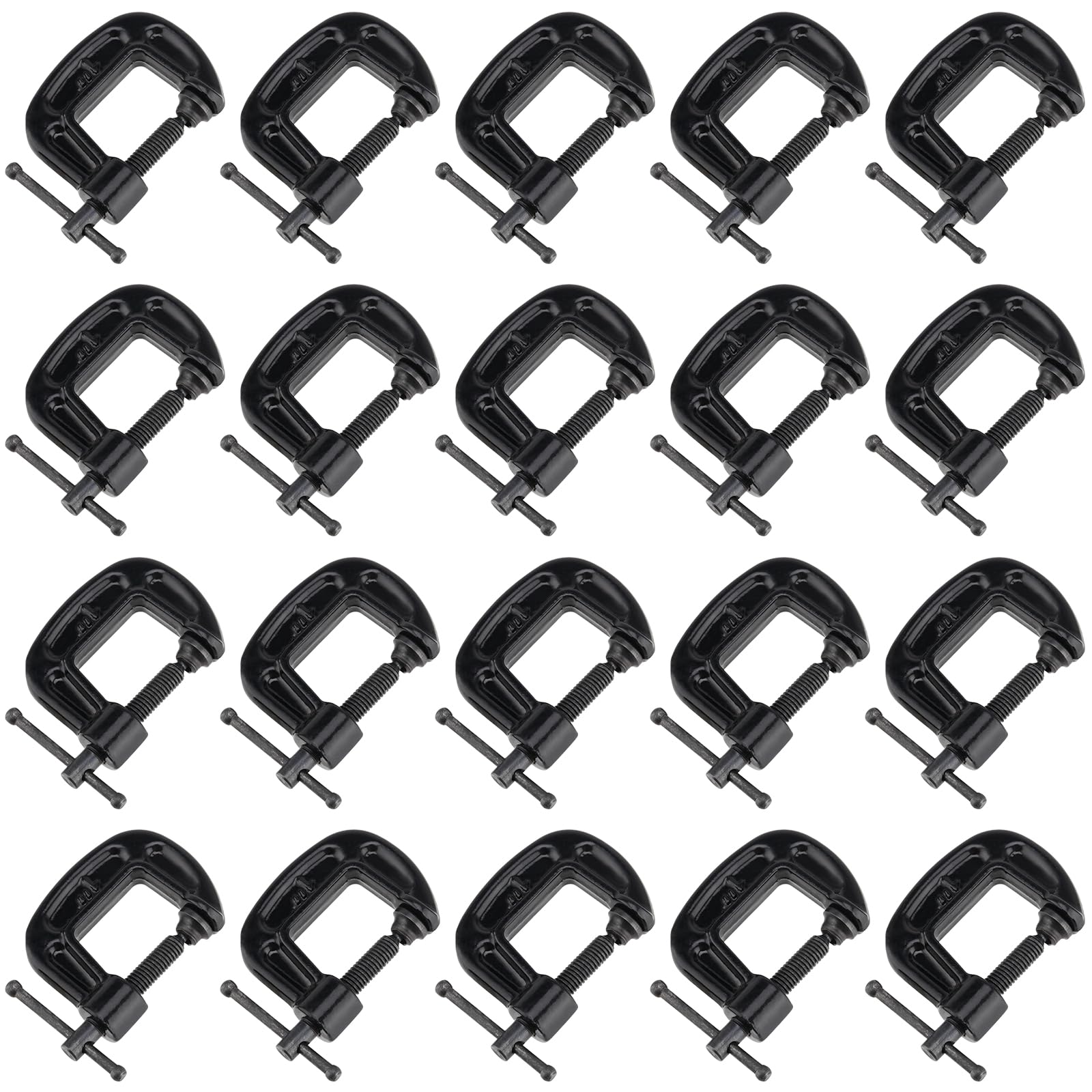 MUKCHAP 20PCS 1 Inches G Clamp, Black Metal G Clamps, 25mm Jaw Opening ...