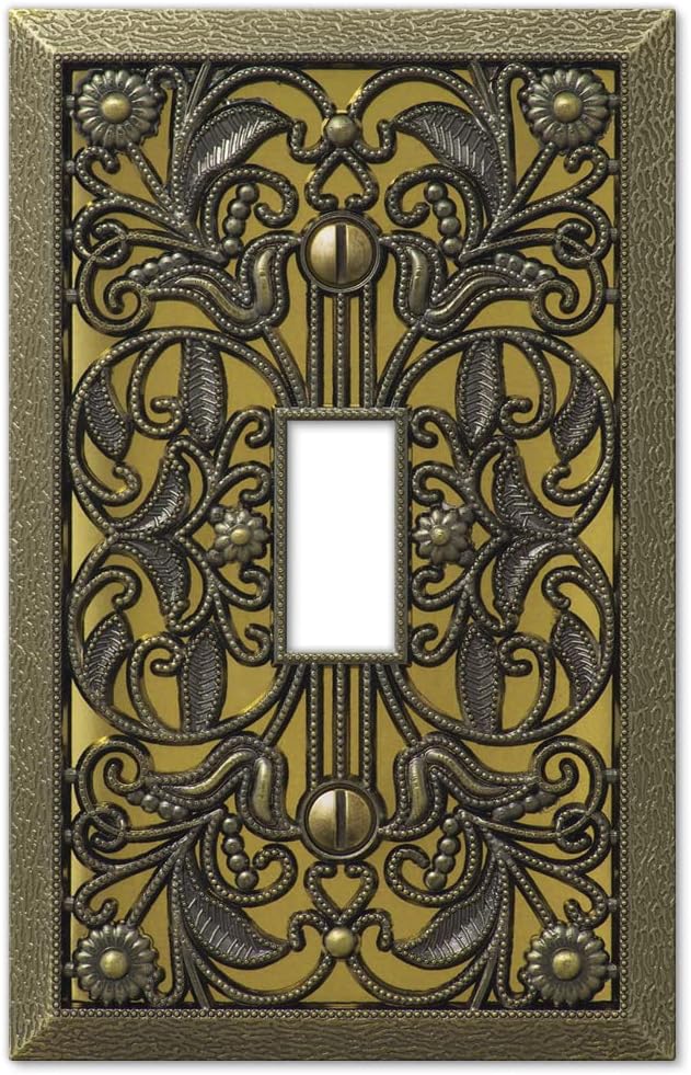 Amerelle 65TAB Filigree Wallplate, 1 Toggle, Antique Brass - Switch ...