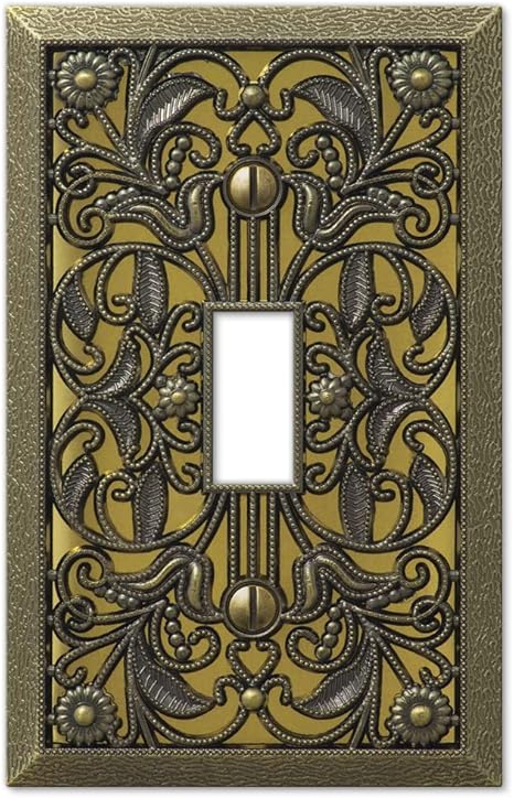 Amerelle 65TAB Filigree Wallplate, 1 Toggle, Antique Brass - Switch ...