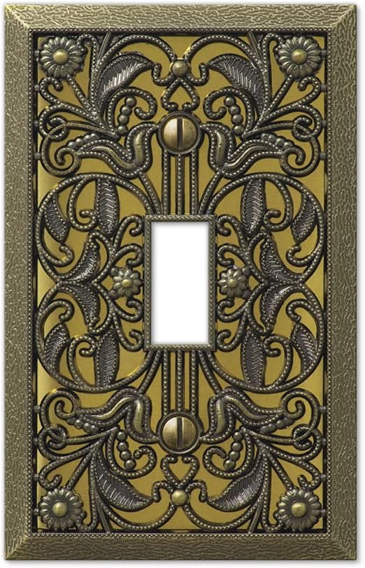 Amerelle 65TAB Filigree Wallplate, 1 Toggle, Antique Brass - Switch ...