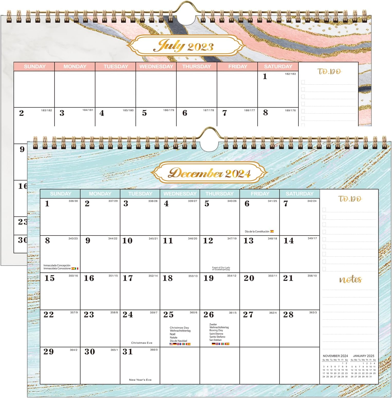 2024 Calendar, Wall Calendar From July 2023-Dec.2024 18 Monthly, Twin ...