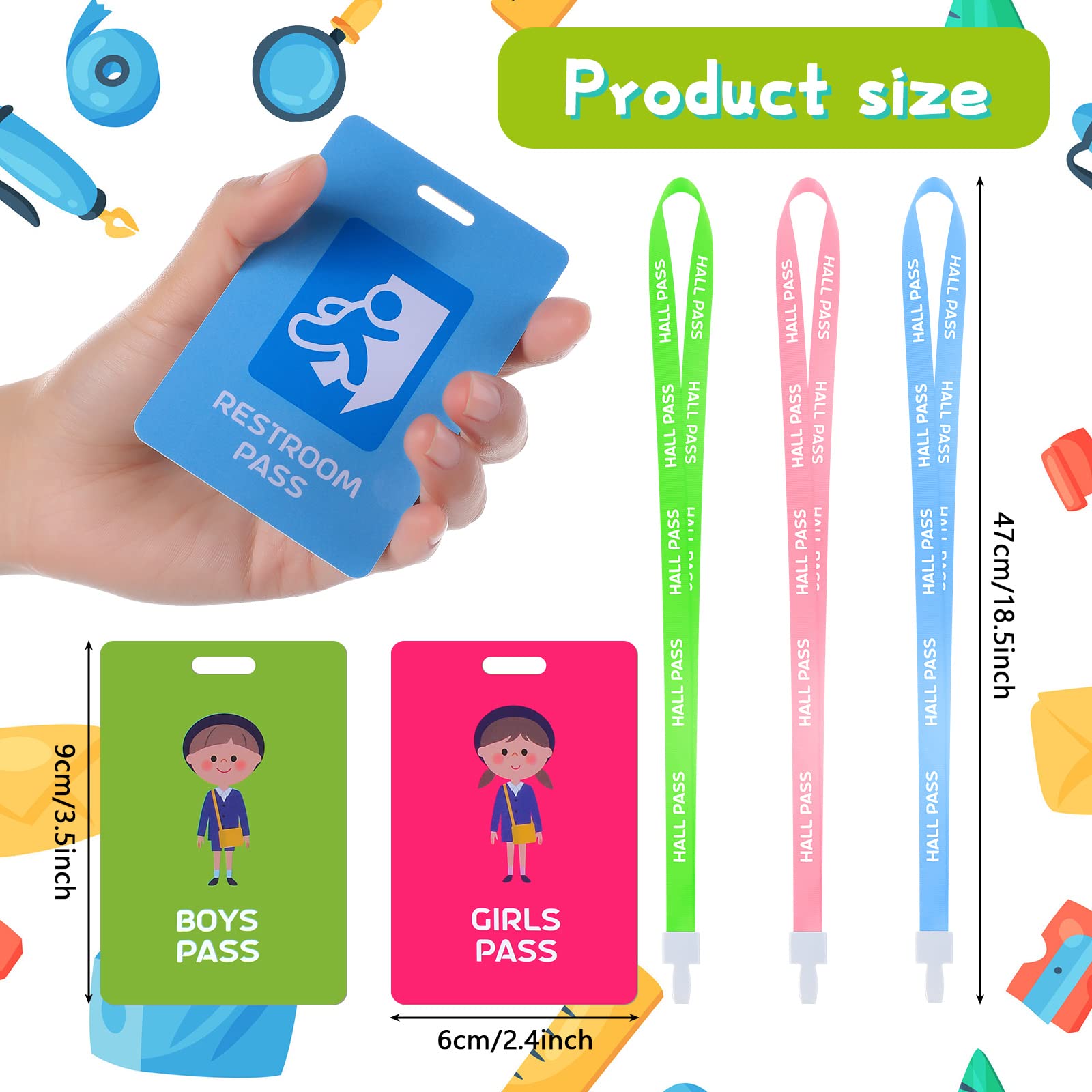 6-Pack Eucalyptus Hall Passes For School - Reusable Lanyard Passes For ...