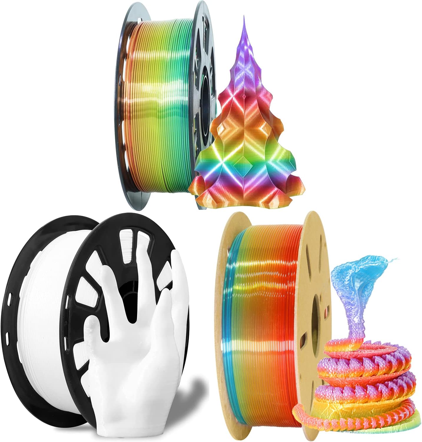 Amazon.com: 1.75mm 1Kg Silk Fast Color Change Rainbow + 1.75mm 1Kg ...