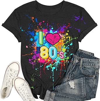 AMWIPE 80s Shirts for Women I Love The 80s Tshirts for Girls 1980 ...