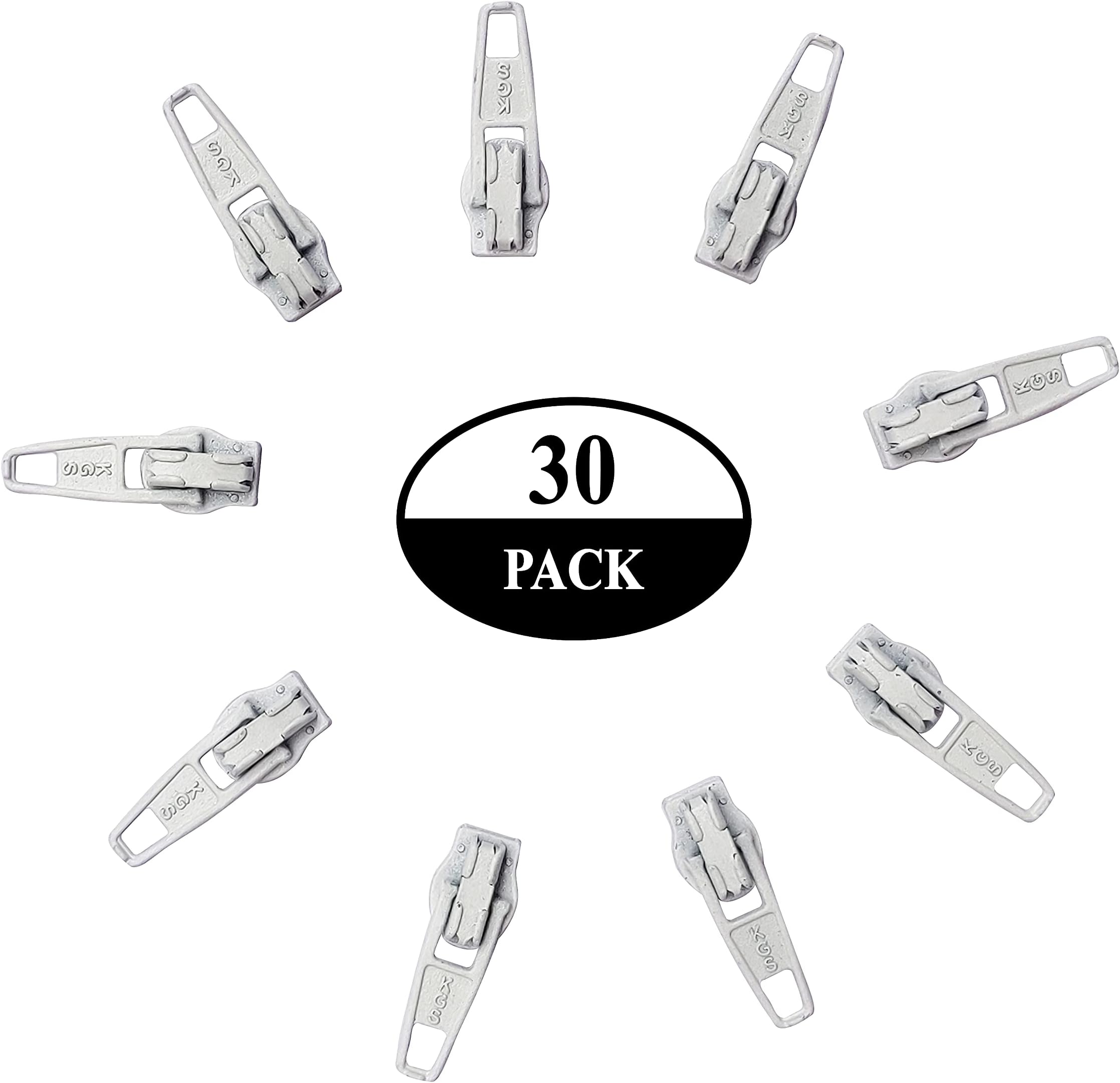 IPEA White Continuous Zip 5 Metres Long + 15 Metal Sliders, Chain Size ...