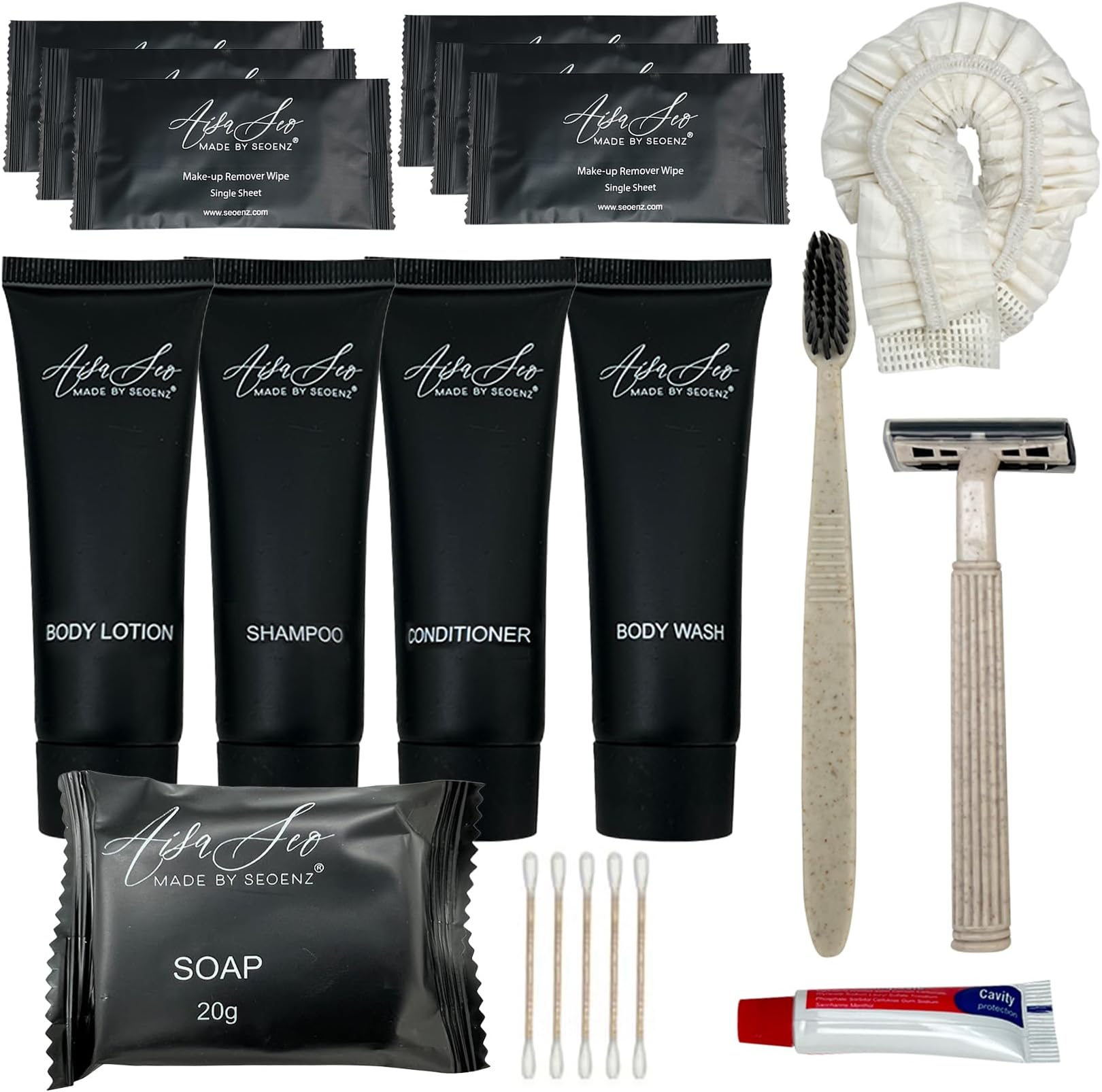 Amazon.com : 11 Piece Toiletry Kit for Hotels & Airbnb | 1oz Shampoo ...