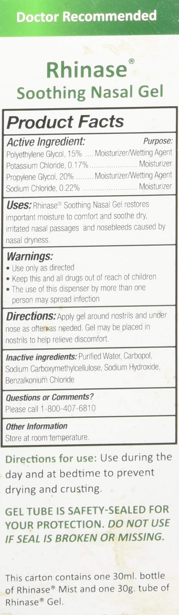 Rhinase (Nasal Gel 1 oz and Saline Nasal Spray 1 oz) Combo Pack for Dry ...