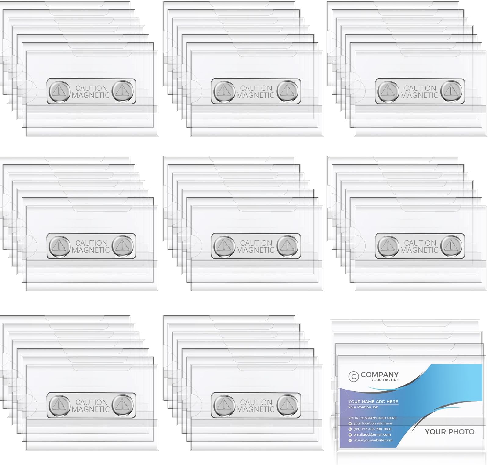 Faccito Magnetic Name Badge Holder 3.5 x 2.2 in PVC ID Name Tags ...