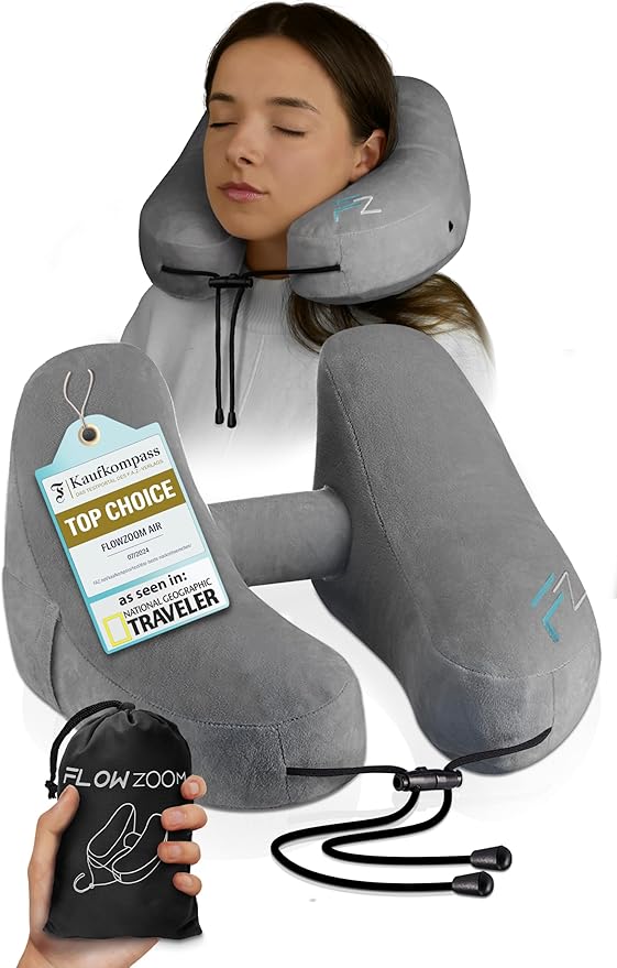 Amazon.com: FLOWZOOM Air Inflatable Neck Pillow for Traveling on Plane ...