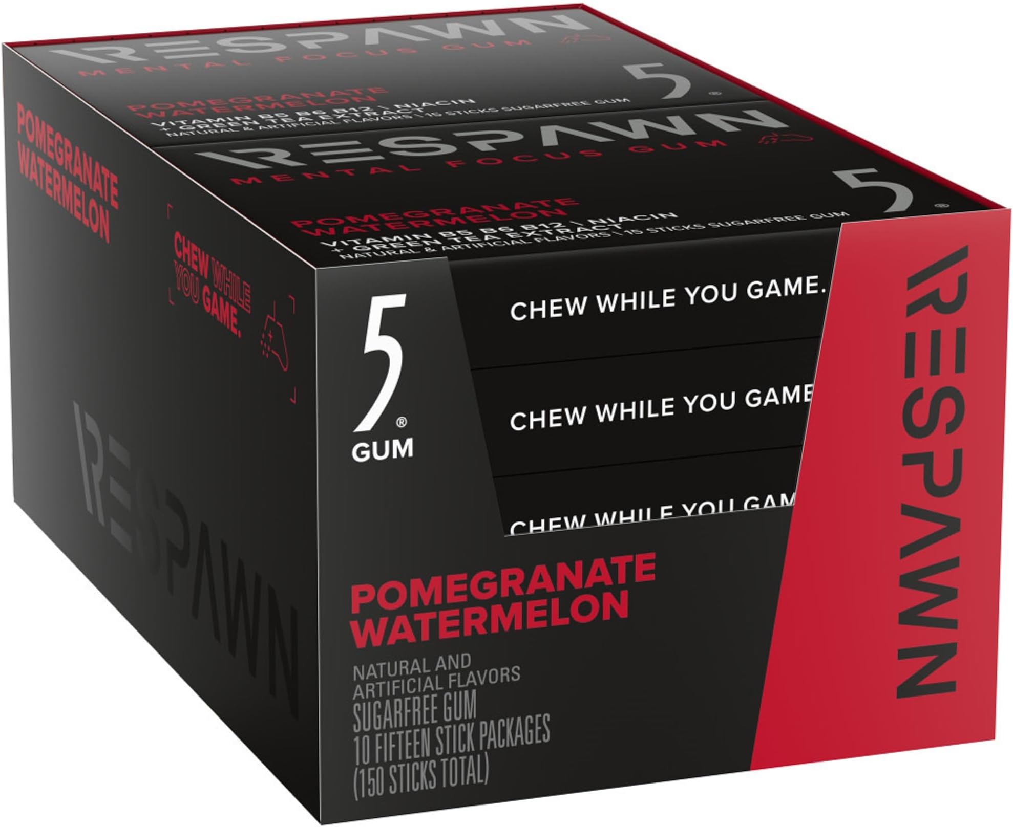 Amazon.com : RESPAWN By 5 Mental Focus Gum - Pomegranate Watermelon ...